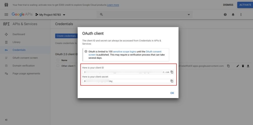 What is google drive client id and secret - comppag
