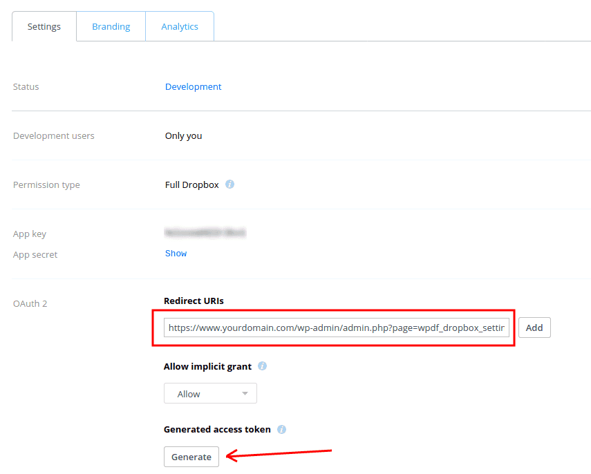 How To Generate Dropbox Access Token Wp Display Files Pro